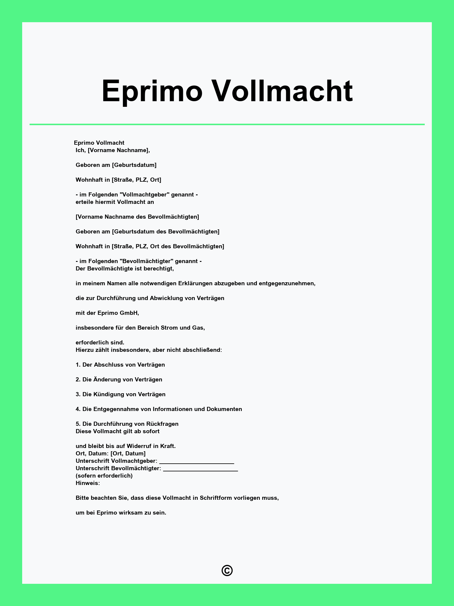 Eprimo Vollmacht