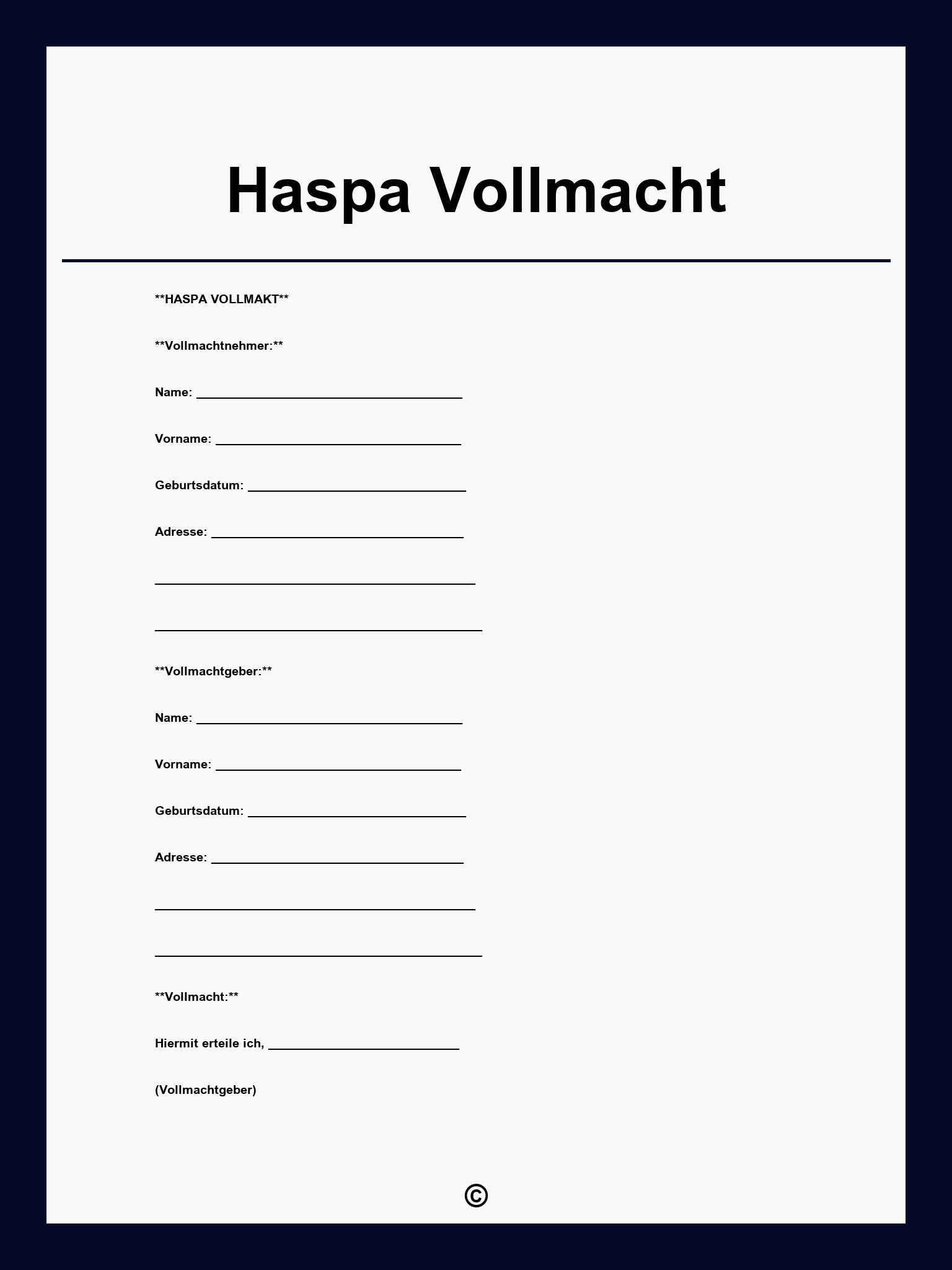 Haspa Vollmacht