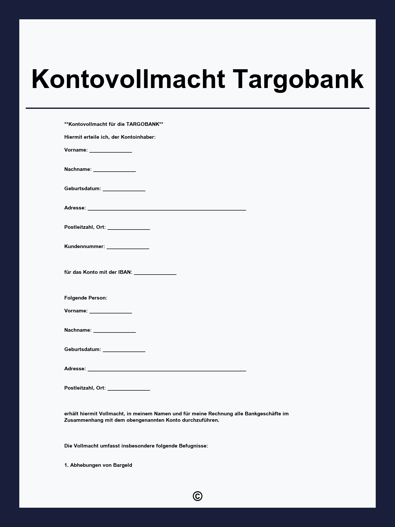 Kontovollmacht Targobank
