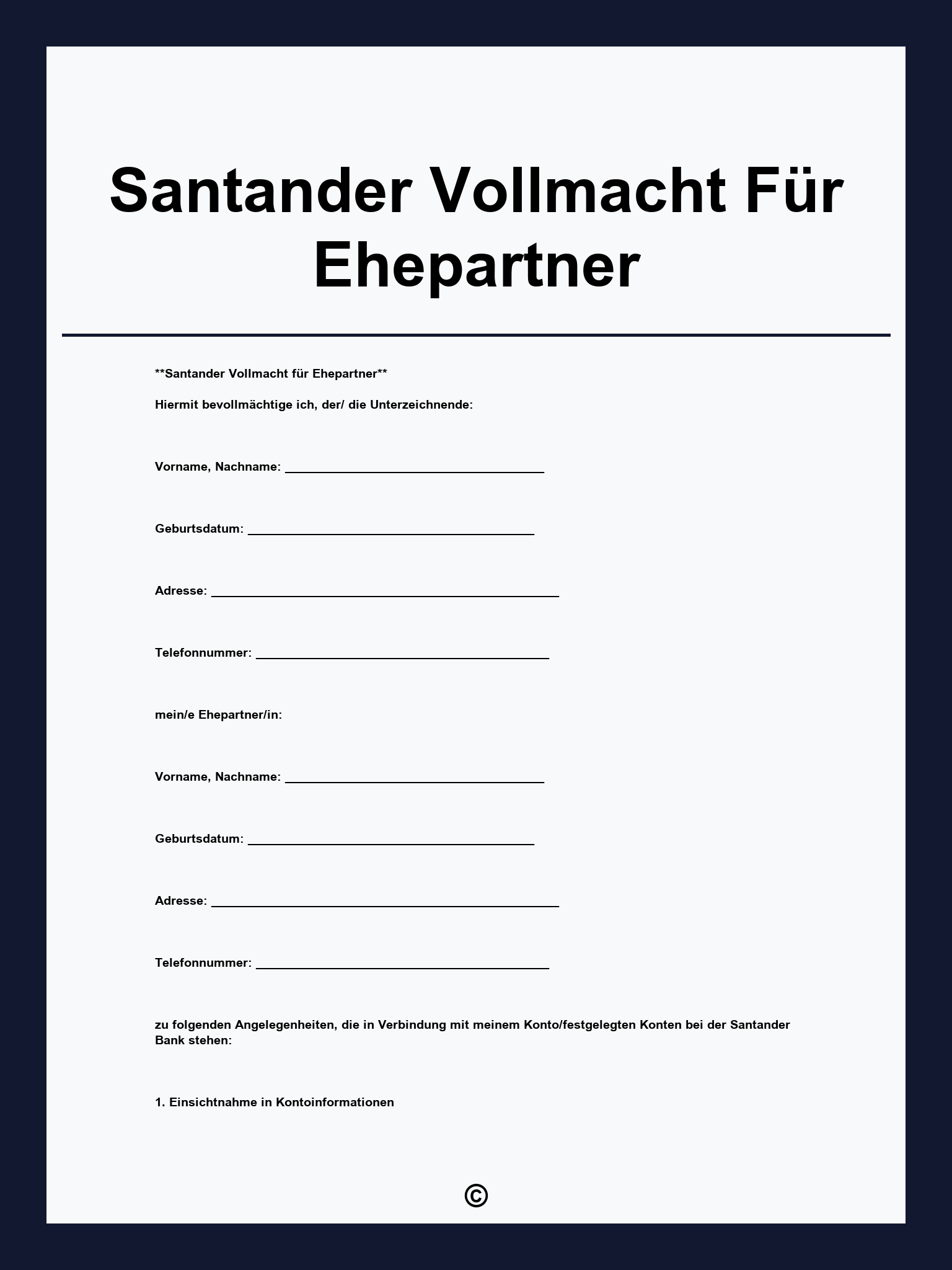 Santander Vollmacht Für Ehepartner